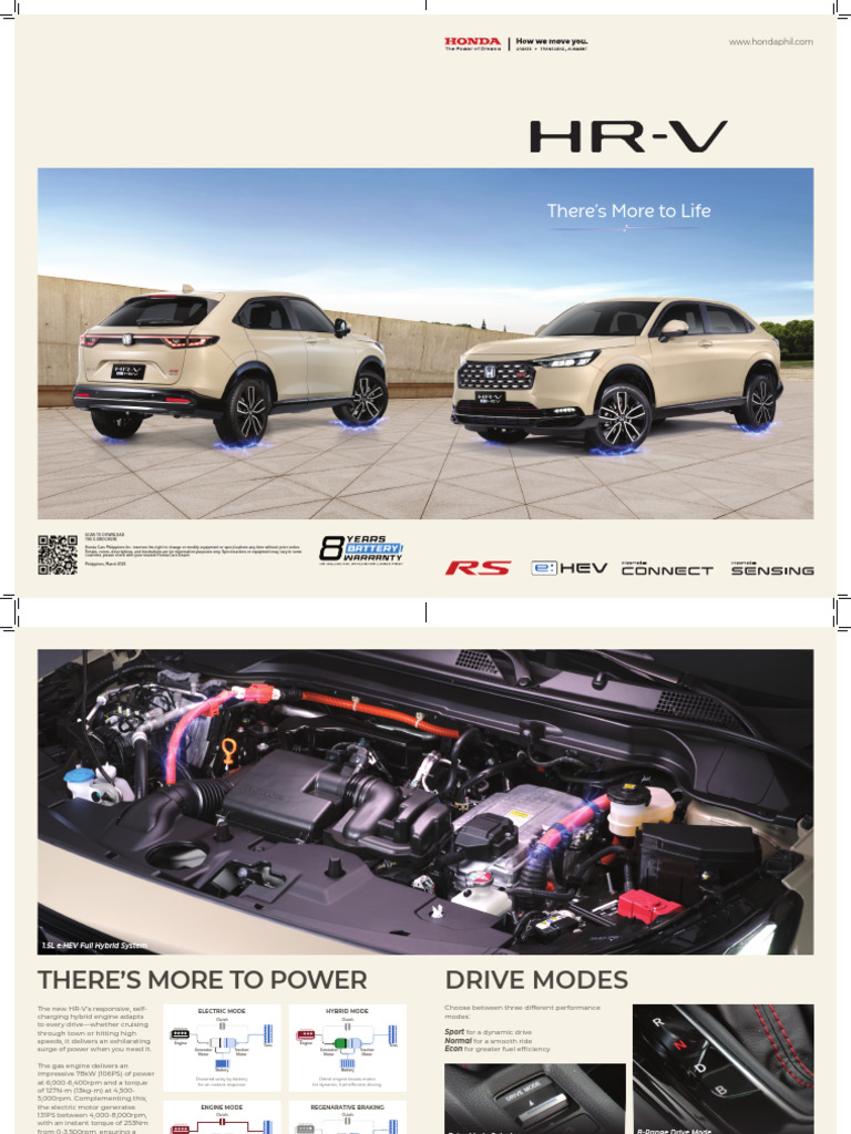 Honda HRV EHEV Brochure A4 Vertical 2025 | PDF | Hybrid Vehicle | Off Road Vehicles