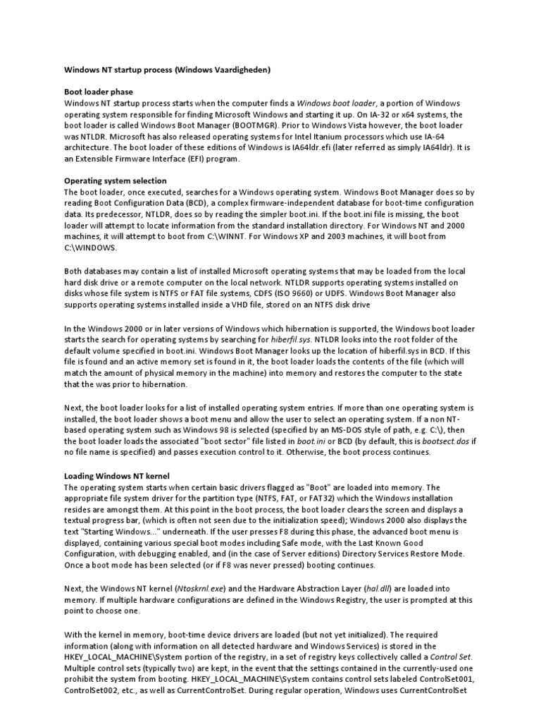 Windows NT Startup Process | PDF | Booting | Windows Registry