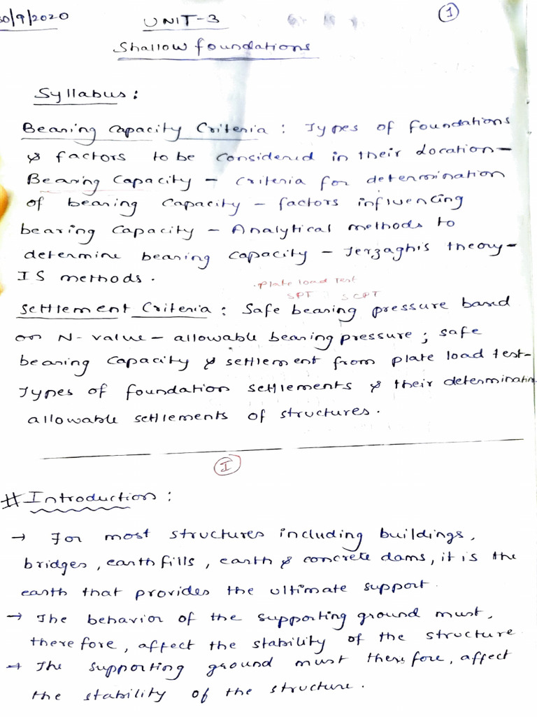 Notes (Unit 3 Shallow Foundation) | PDF