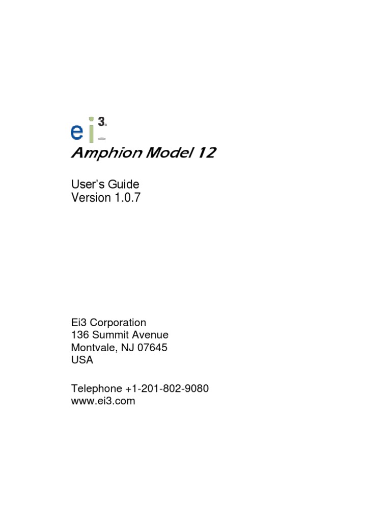 Amphion Model 12 User Guide - 1.0.7 | PDF | Ip Address | Computer Network