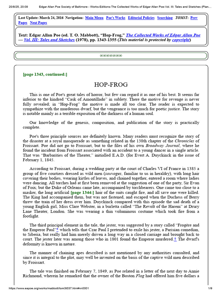 Hop-Frog by Edgar Allan Poe | PDF | Jester | Edgar Allan Poe