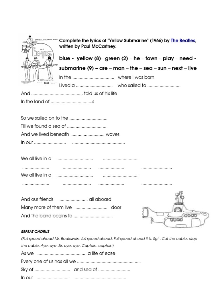 Yellow Submarine 2ndc Worksheet | PDF | Art