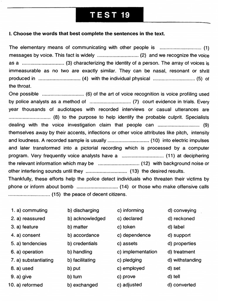 Test 19 - Vocab - Structure | PDF