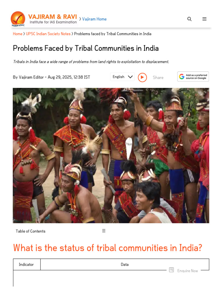 Issues Facing Tribal Communities in India | PDF
