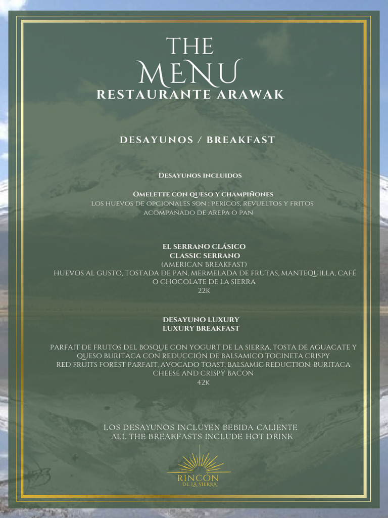 Menú del Restaurante Arawak: Desayunos y Platos | PDF | pesto | Curry