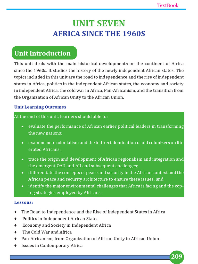 Unit 7 Grade 12 History New Curriculum | PDF | Pan Africanism | African ...