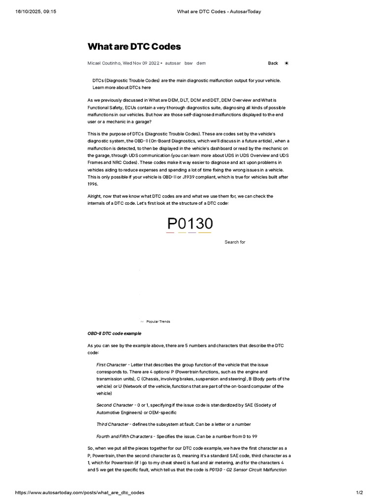 Understanding DTC Codes in Vehicles | PDF | Computer Engineering ...