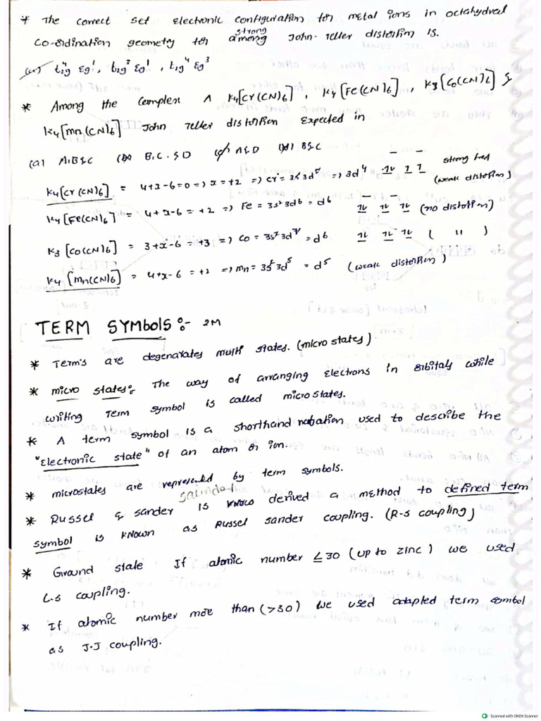 Term Symbols & Orgel Diagrams | PDF