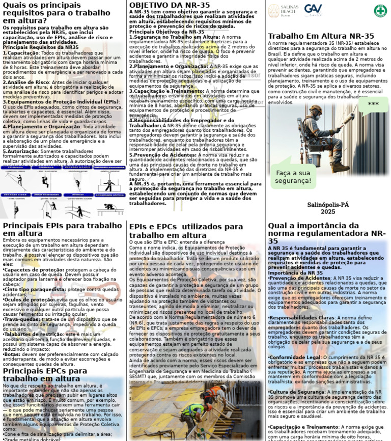 Trabalho em Altura NR-35 | PDF | Segurança e saúde ocupacional
