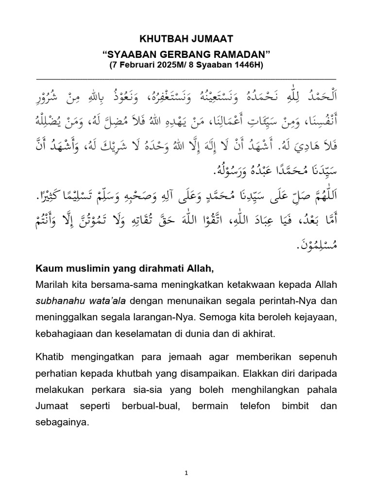 Syaaban: Persiapan Menyambut Ramadan | PDF