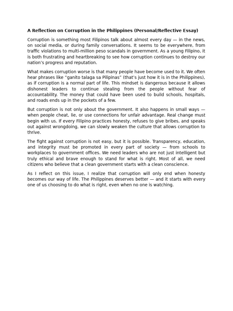 Corruption in the Philippines: A Personal Reflection | PDF