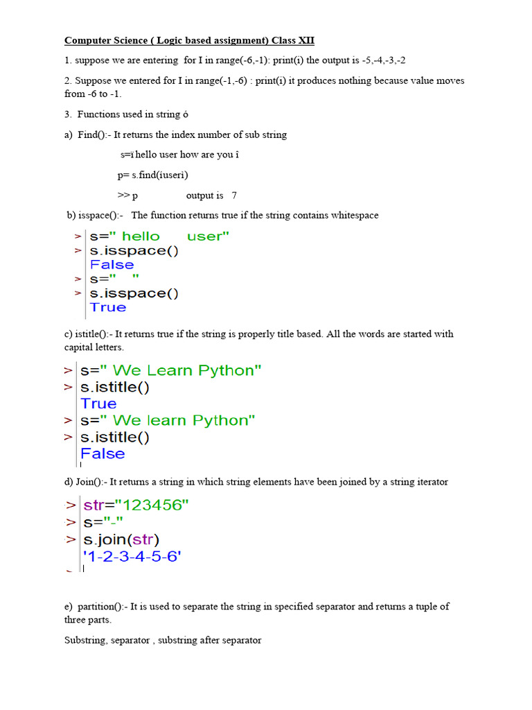 Computer Science XII Logic | PDF | String (Computer Science) | Table ...