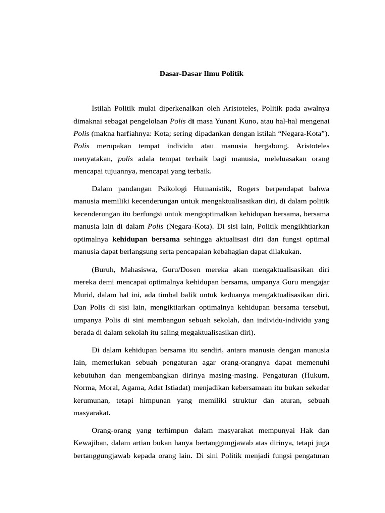 Dasar-Dasar Ilmu Politik dan Masyarakat | PDF
