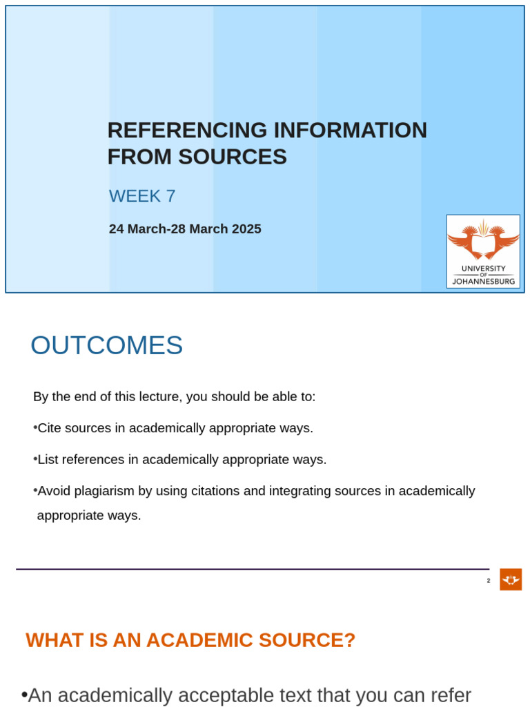 Week 7 - Using and Referencing Info From Sources 2025 | PDF ...