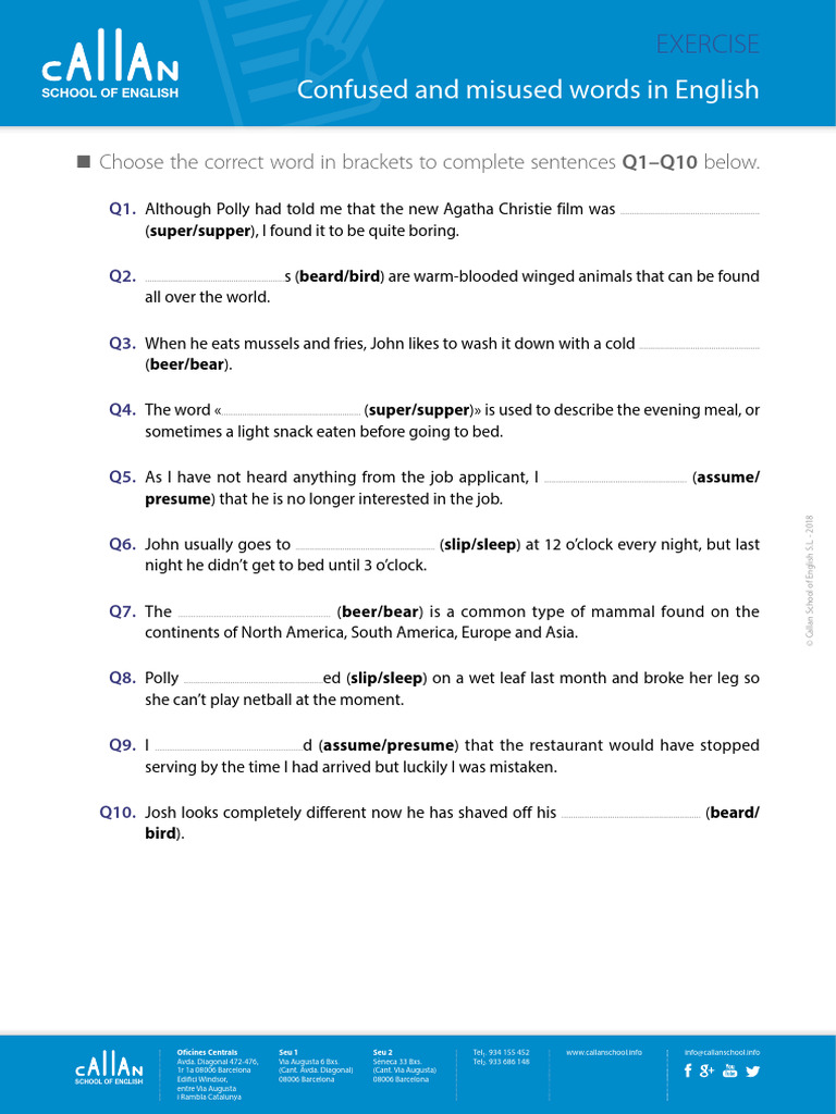 Confused and Misused Words in English | PDF