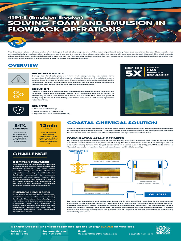 Coastal Chemical Emulsifier Case Study 2024 Nov | PDF | Emulsion | Foam