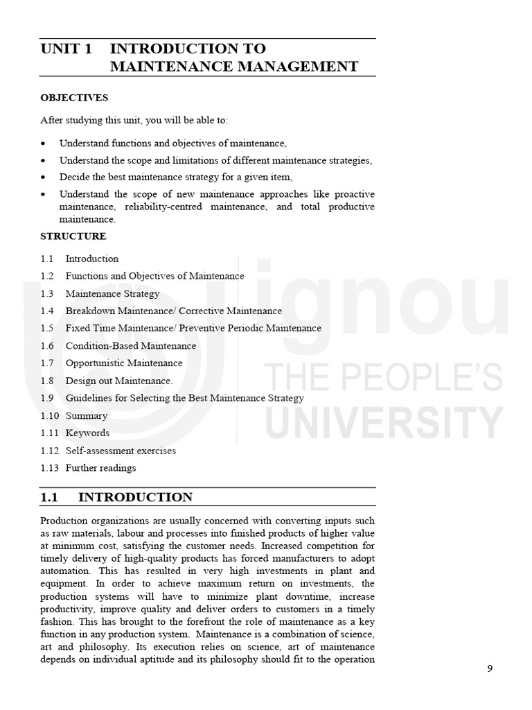 Introduction to Maintenance Management | PDF | Reliability Engineering ...