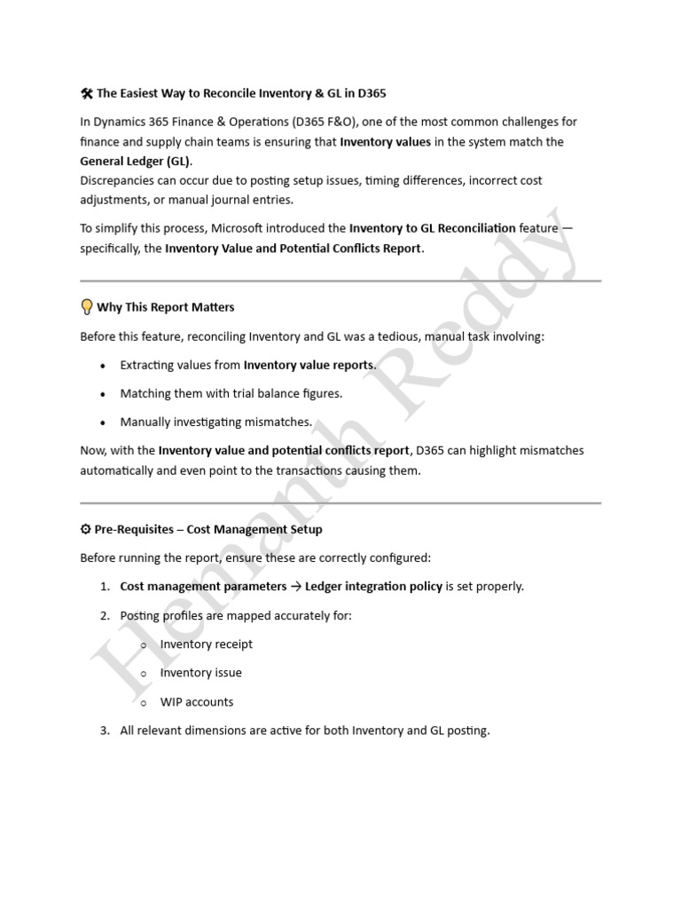 The Easiest Way To Reconcile Inventory & GL in D365 | PDF | Inventory | Business