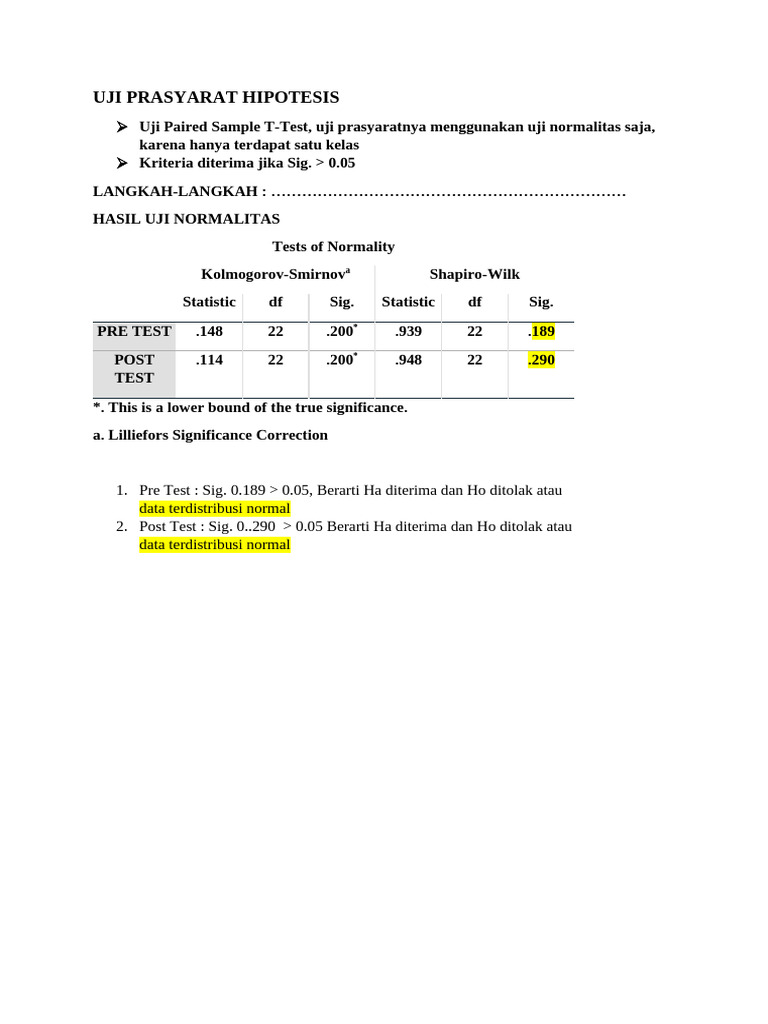 Uji Paired Sample T Test | PDF