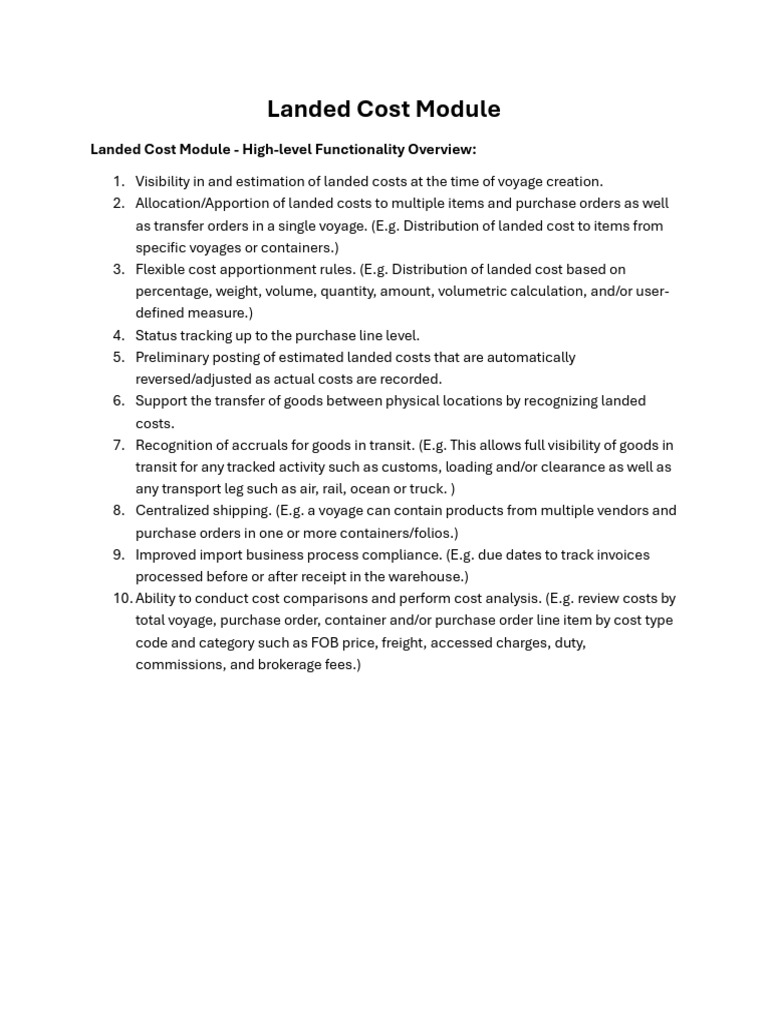 D365 F&O - Landed Cost Module Process ? | PDF | Cargo | Freight Transport
