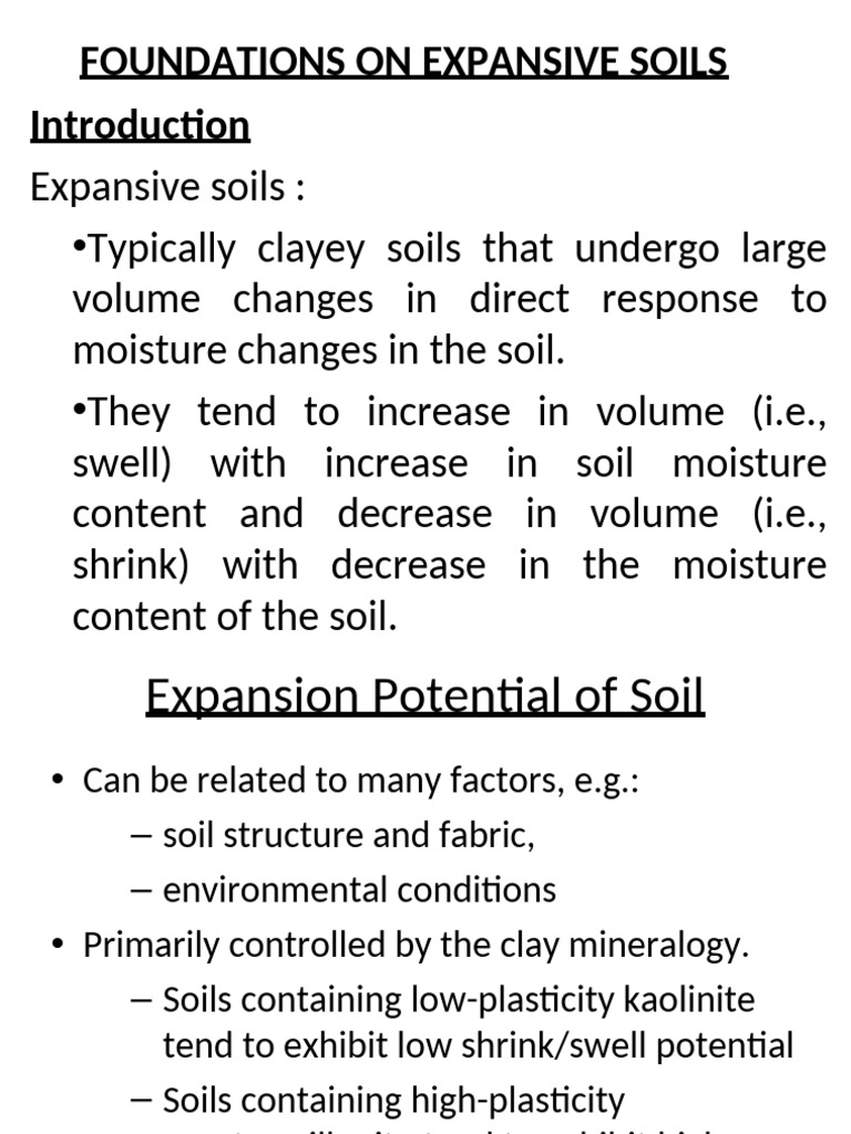Foundations On Expansive Soil | PDF | Soil | Clay