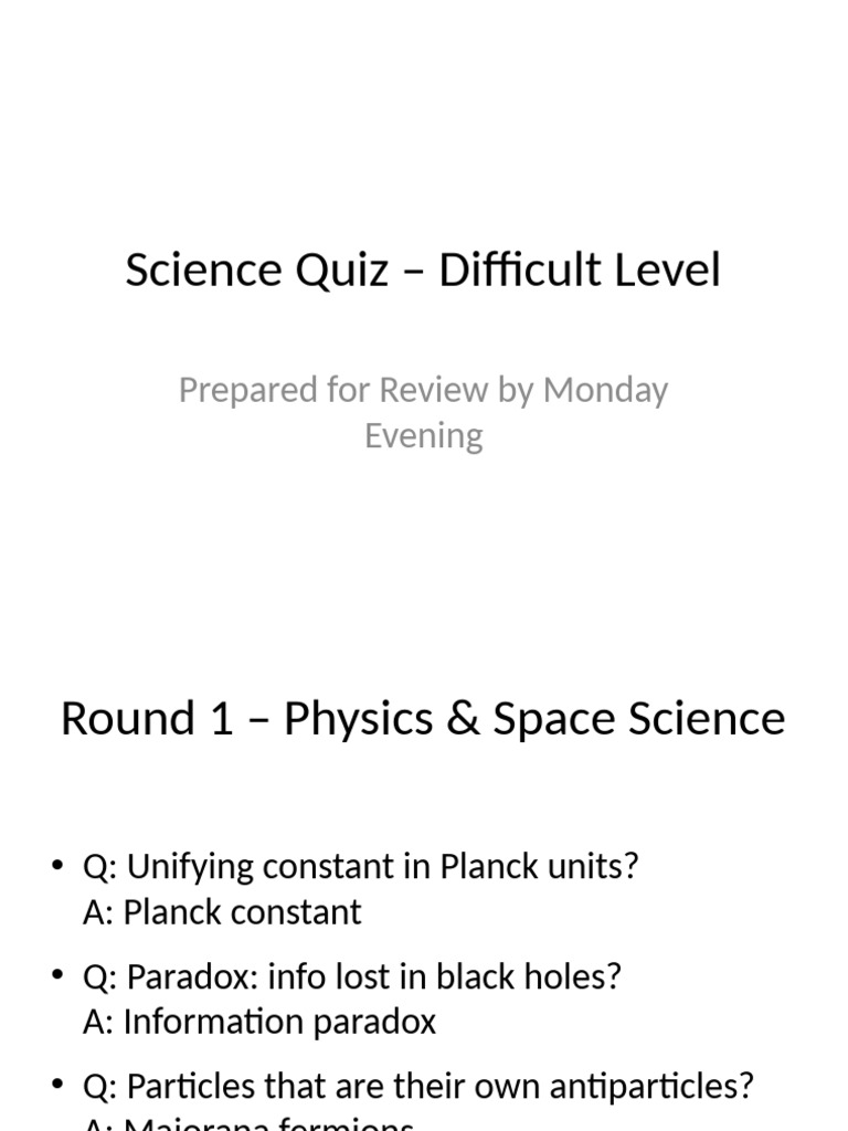 Science Quiz Difficult Level | PDF