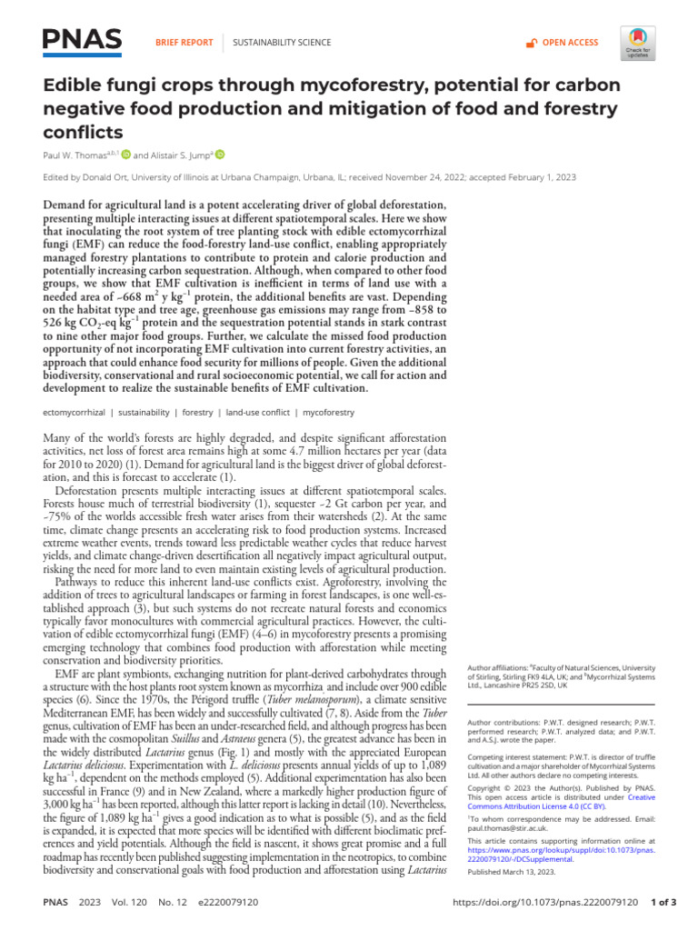 Edible Fungi Crops Through Mycoforestry | PDF | Carbon Sequestration ...