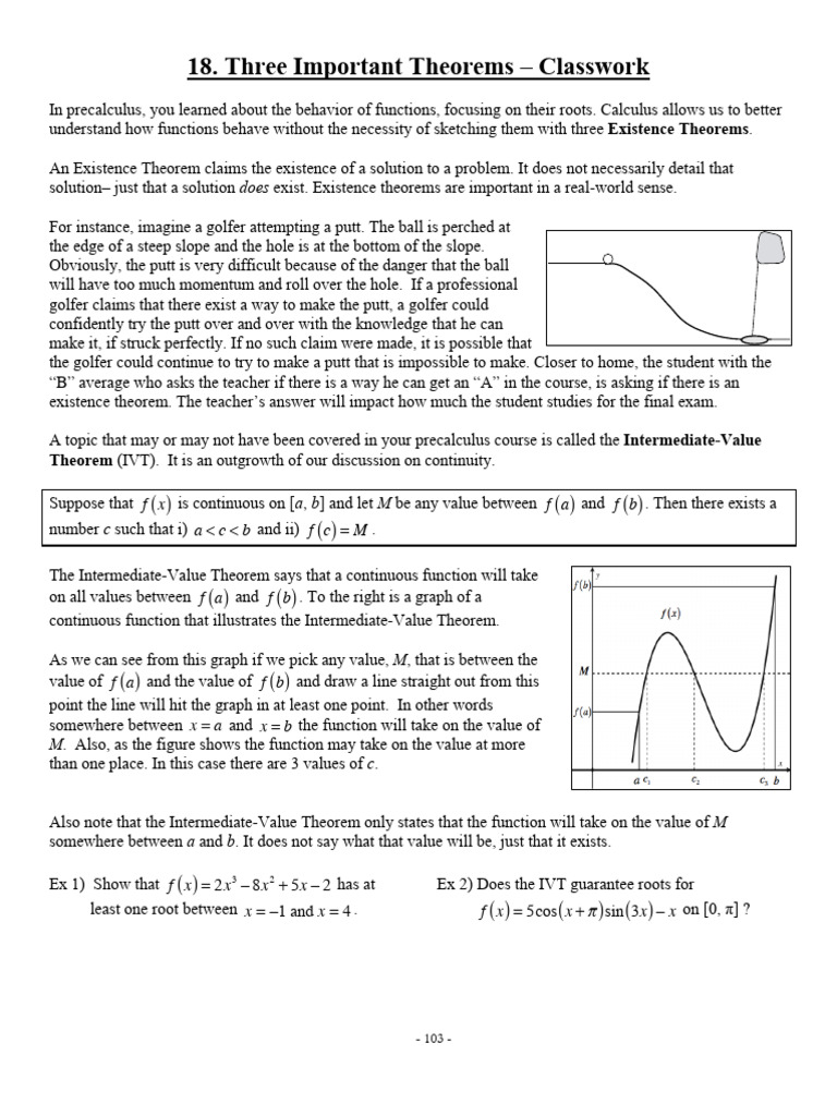 Key Existence Theorems in Calculus | PDF | Mathematical Analysis ...