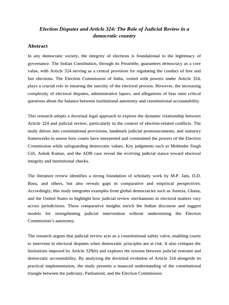 Election Disputes and Article 325 | PDF | Elections | Judicial Review