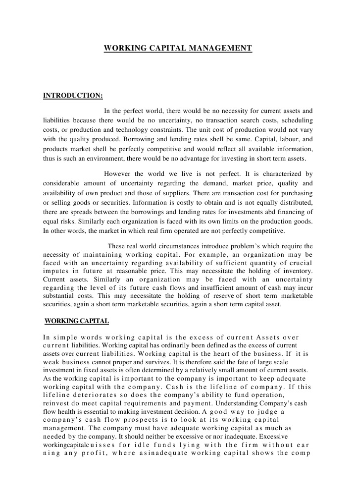 Working Capital Management | PDF | Working Capital | Perfect Competition