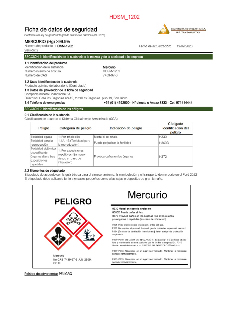 2 - Mercurio | PDF | Mercurio (Elemento) | Residuos