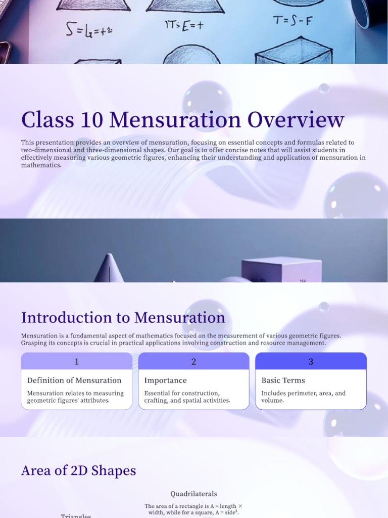 Mensuration Concepts and Formulas Guide | PDF | Area | Shape