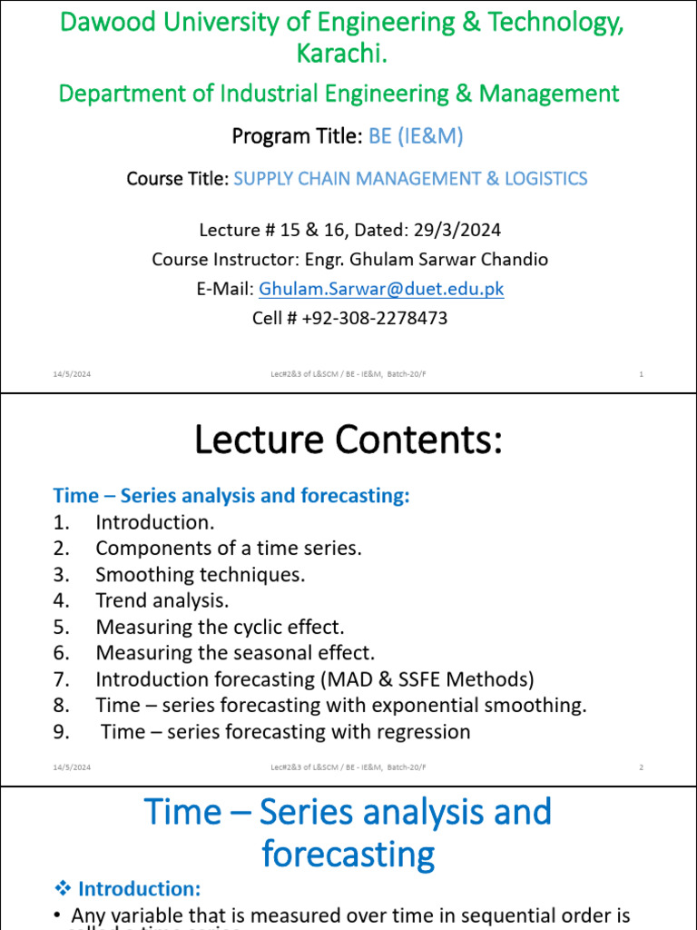 Lec#2&3 of SCM&L.Dated-14.5.24 | PDF | Cost Of Living | Forecasting