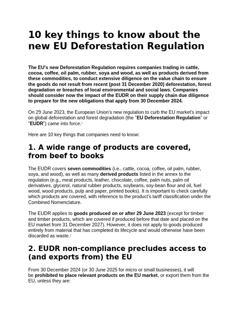 10 Key Things To Know About The New EU Deforestation Regulation | PDF ...