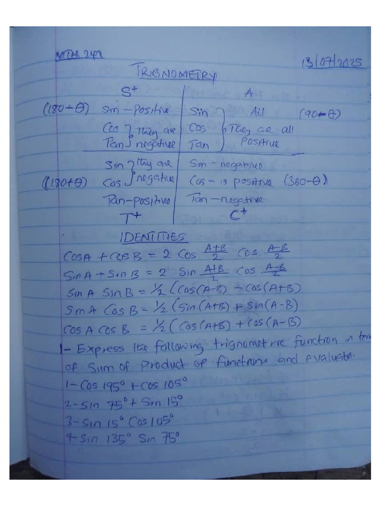 MATH 202 Complete Note | PDF