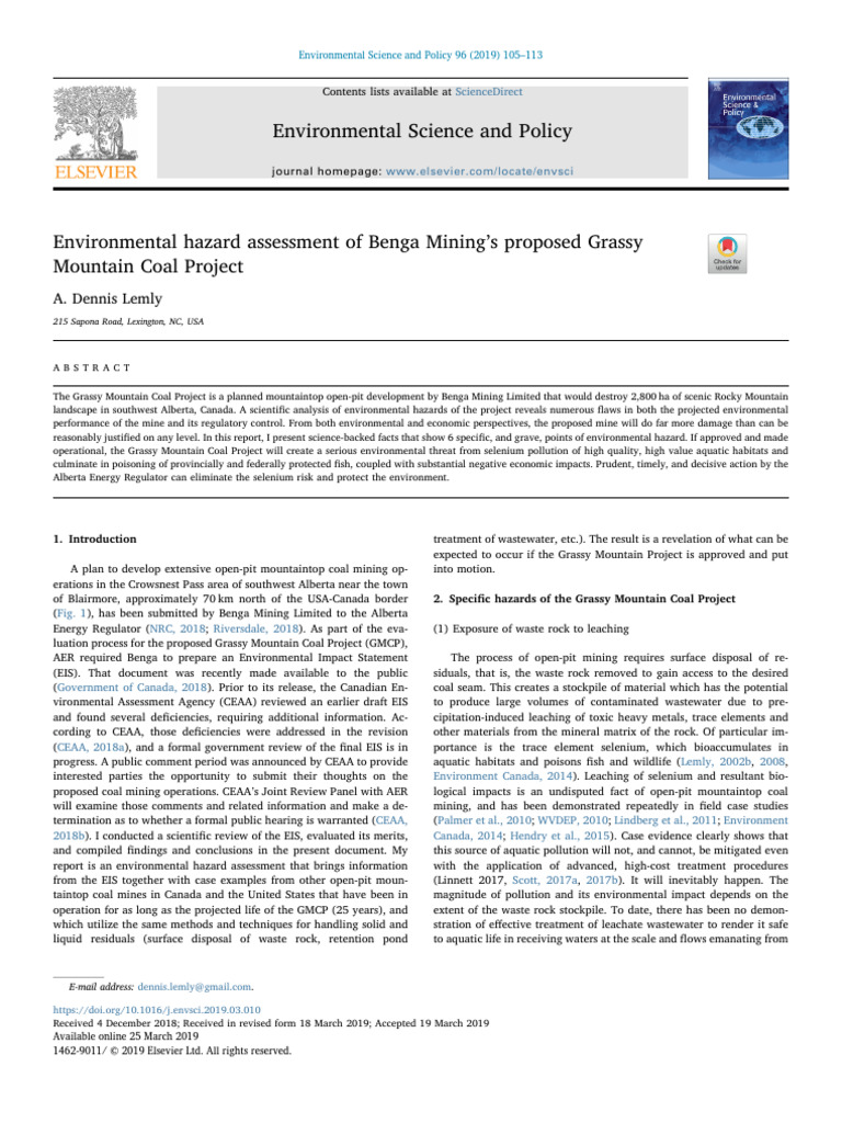 Grassy Mountain Coal Damages | PDF | Natural Environment ...