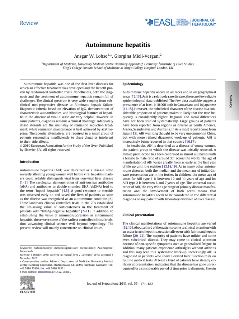 Hepatite Auto-Imune - EASL | PDF | Hepatitis | Autoimmunity
