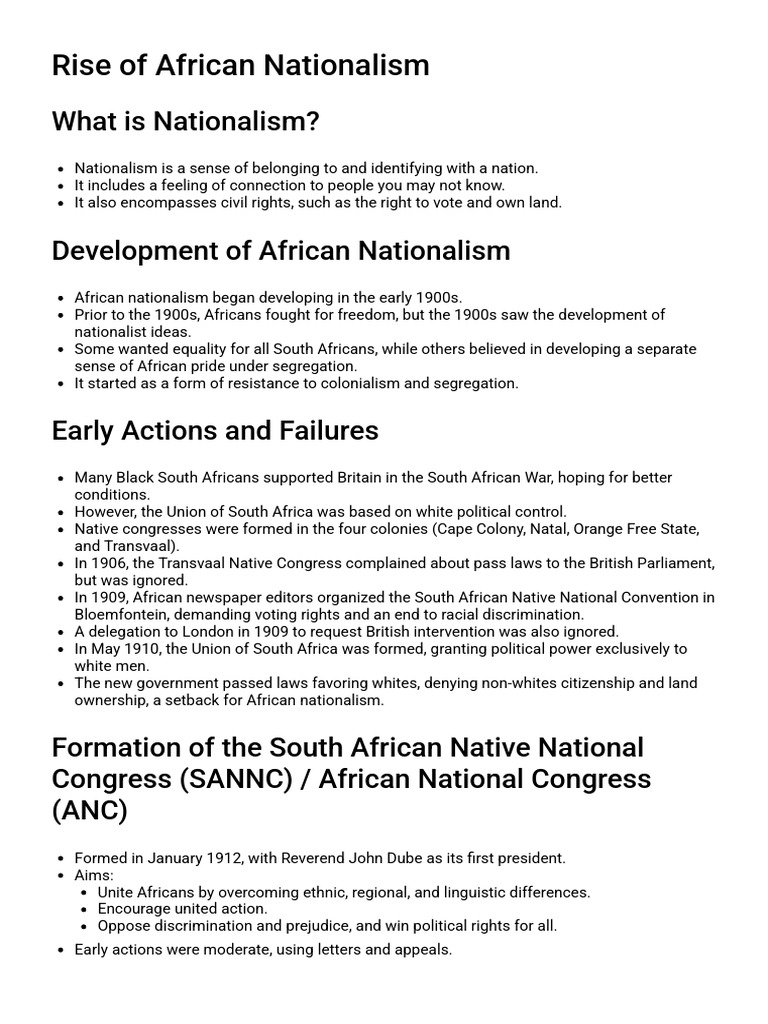 Evolution of African Nationalism | PDF | African National Congress ...