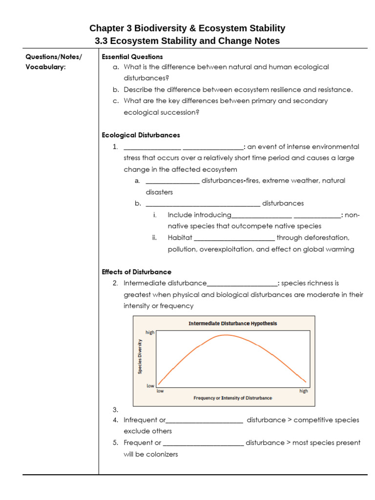 Ecosystem Stability and Disturbance Notes | PDF | Disturbance (Ecology ...