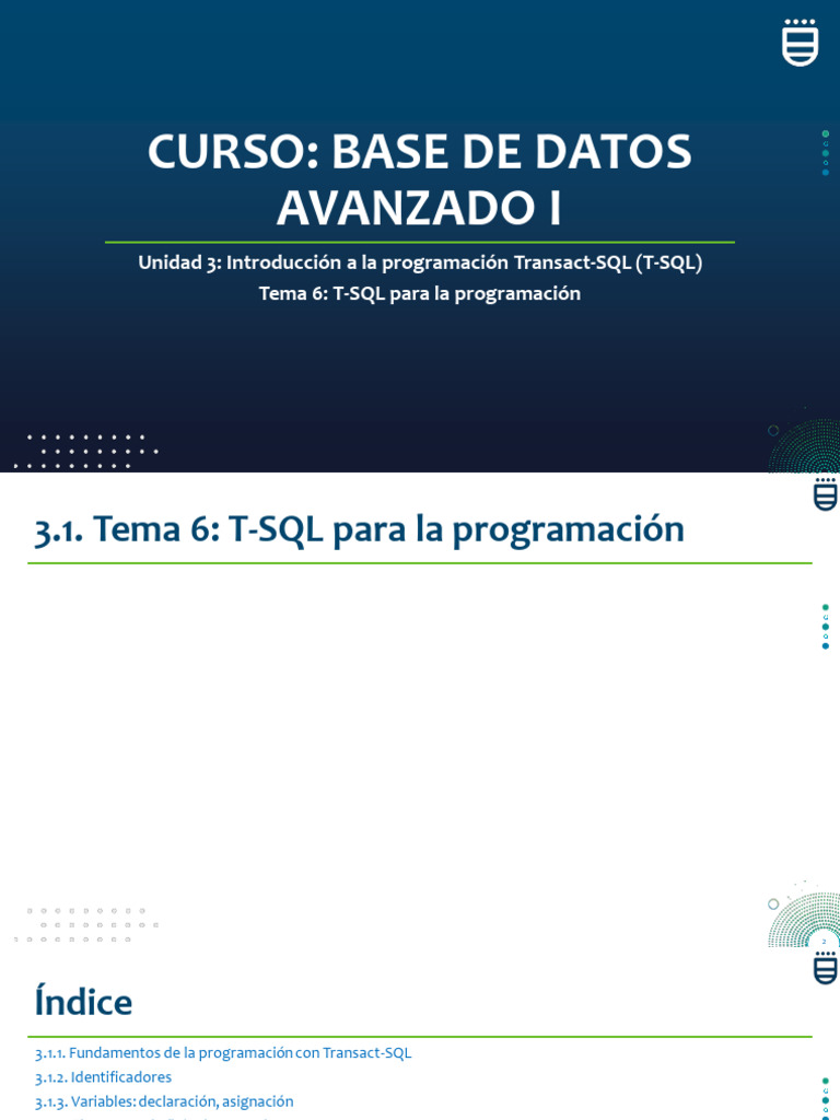 PPT Unidad 03 Tema 06 2024 03 Base de Datos Avanzado I (4686) | PDF | SQL | Bases de datos