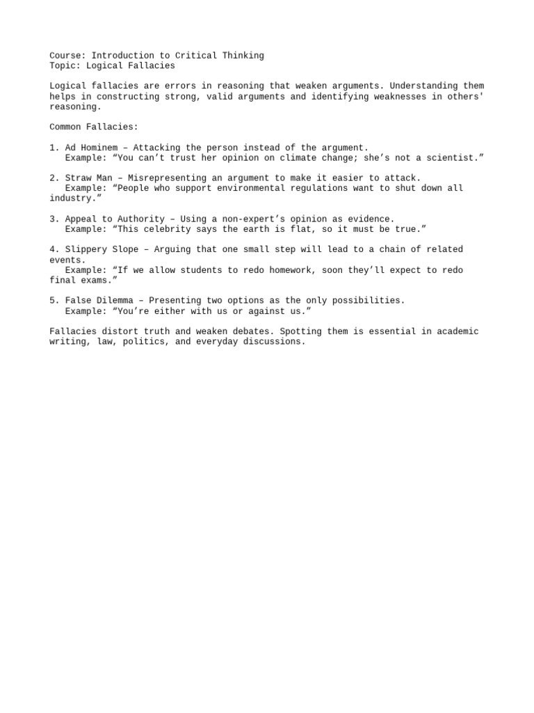Understanding Logical Fallacies | PDF