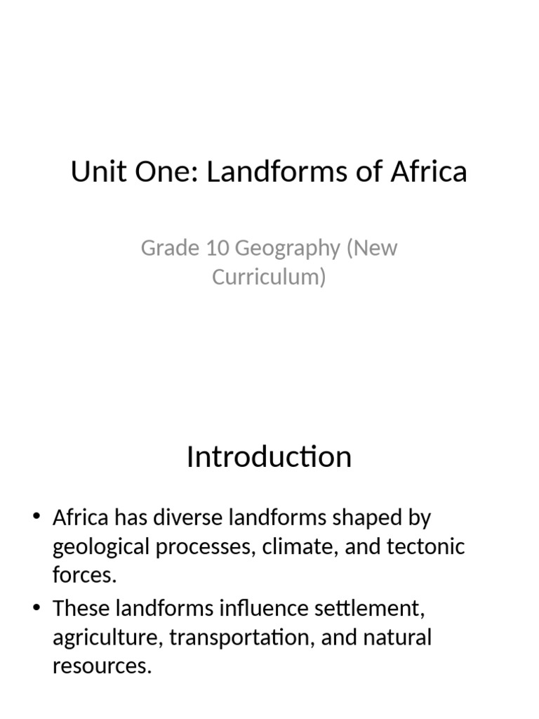 African Landforms: Geography Overview | PDF