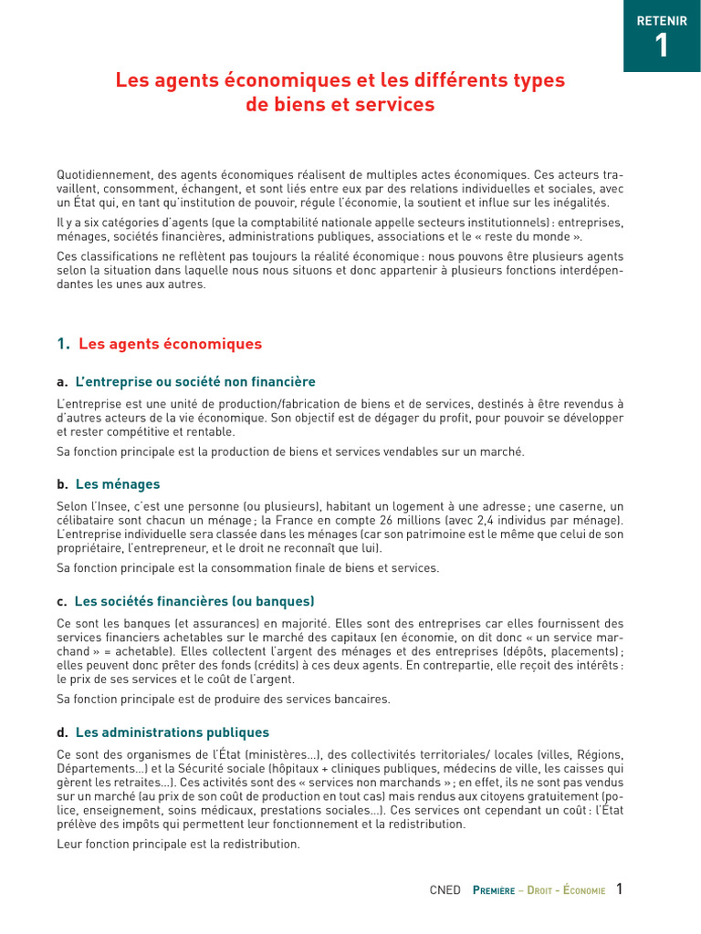 Agents économiques et types de biens | PDF | Économie | Bien (économie)