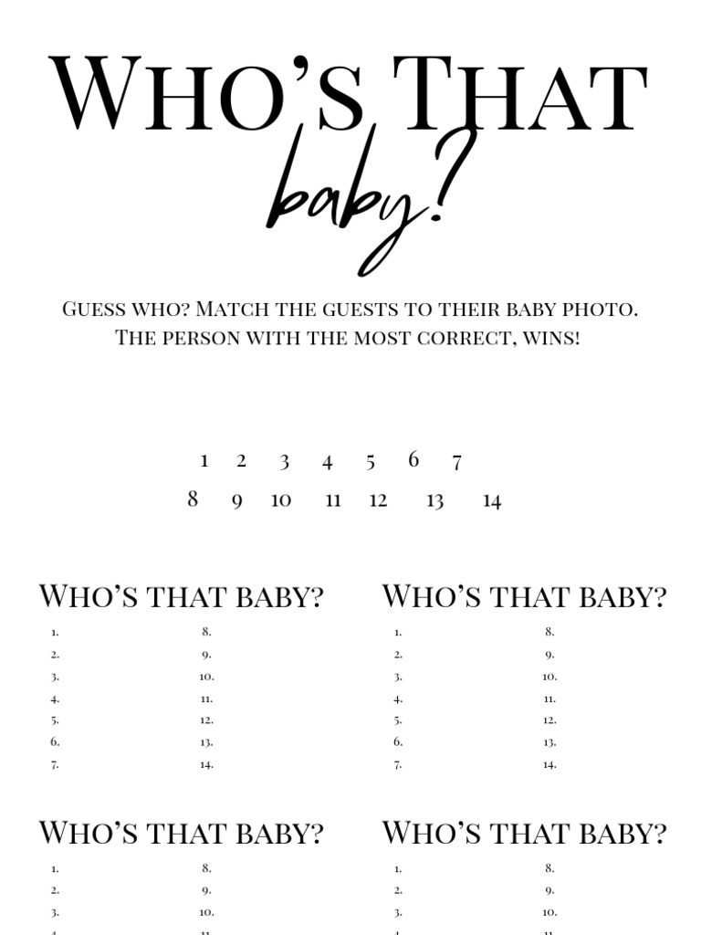 Who's That Baby B&W Sign Print | PDF