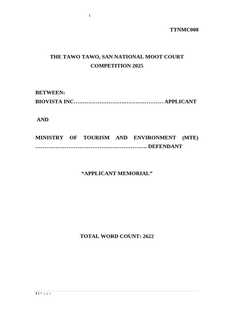 TTNMC008 - Applicant Brief | PDF | Arbitration | Jurisdiction