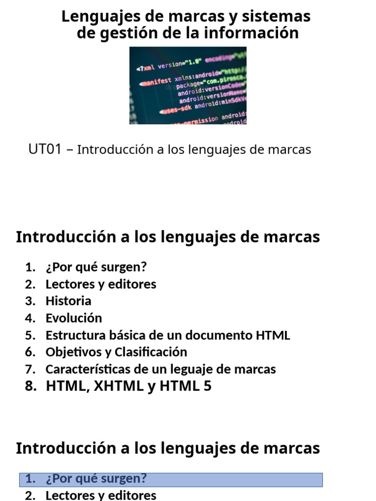 LMSGI - UT01 - 01 - Introducción A Los Lenguajes de Marcas | PDF ...
