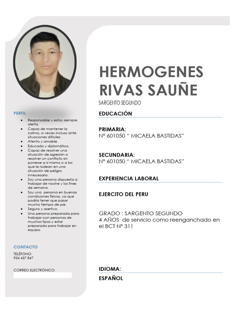 Perfil Profesional de Sargento Segundo Rivas | PDF