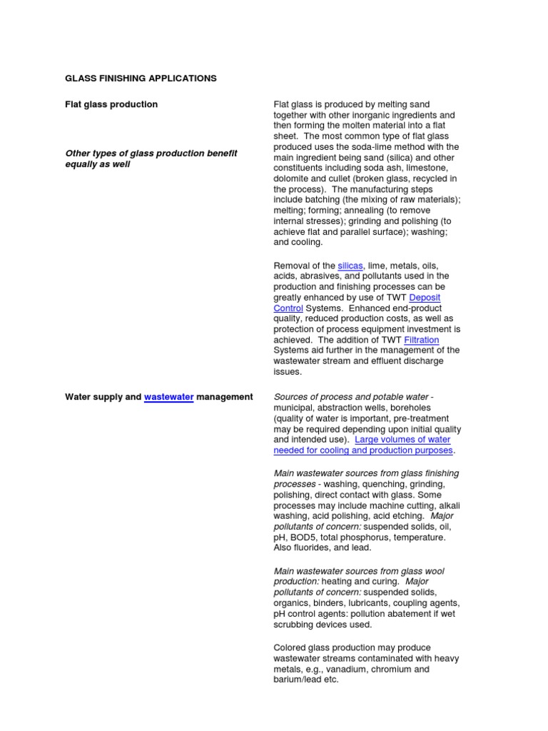 Glass Finishing Applications | PDF | Glasses | Materials