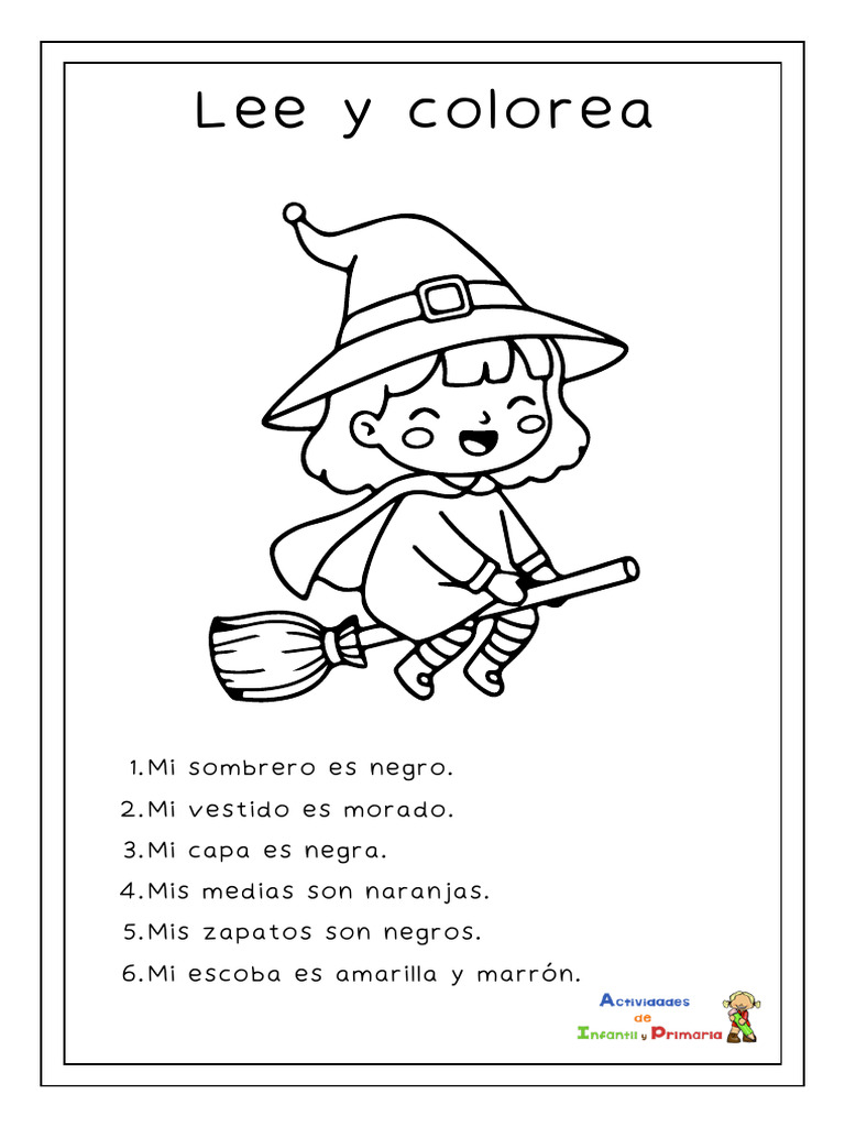 Lee y Colorea Los Personajes de Halloween | PDF