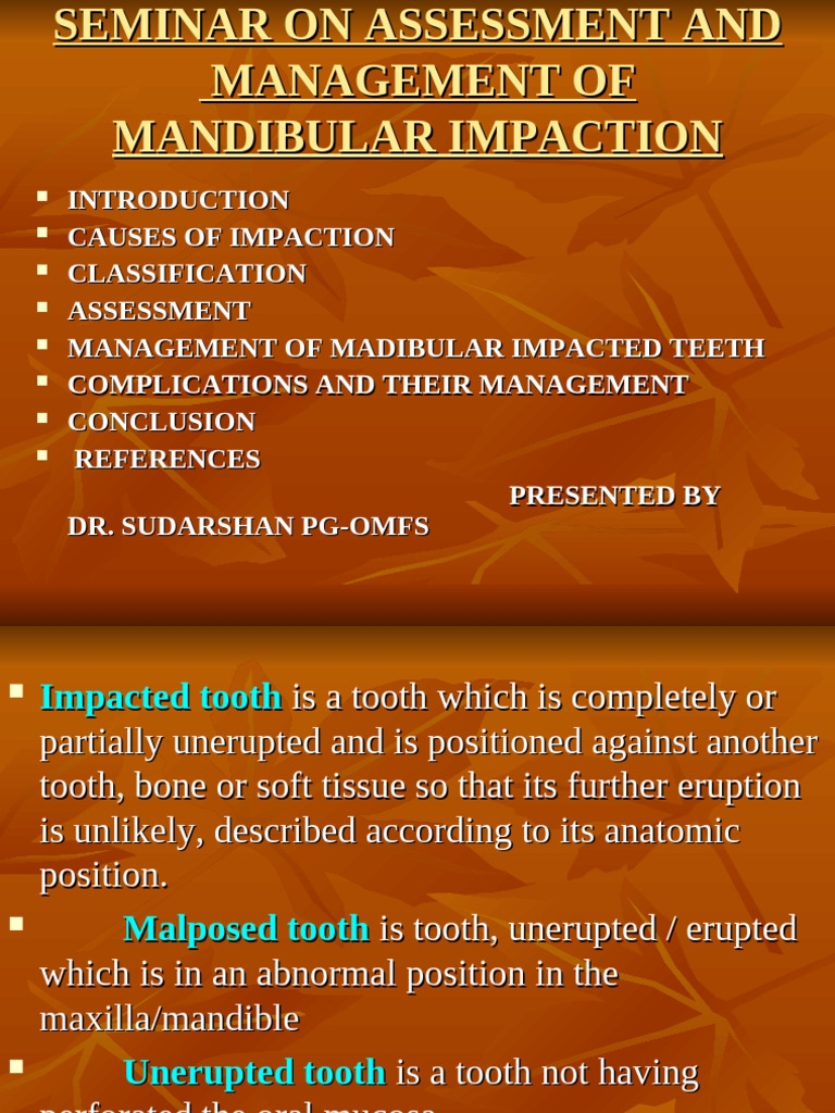 Mandibular Impaction Assessment & Management | PDF | Dental Anatomy ...